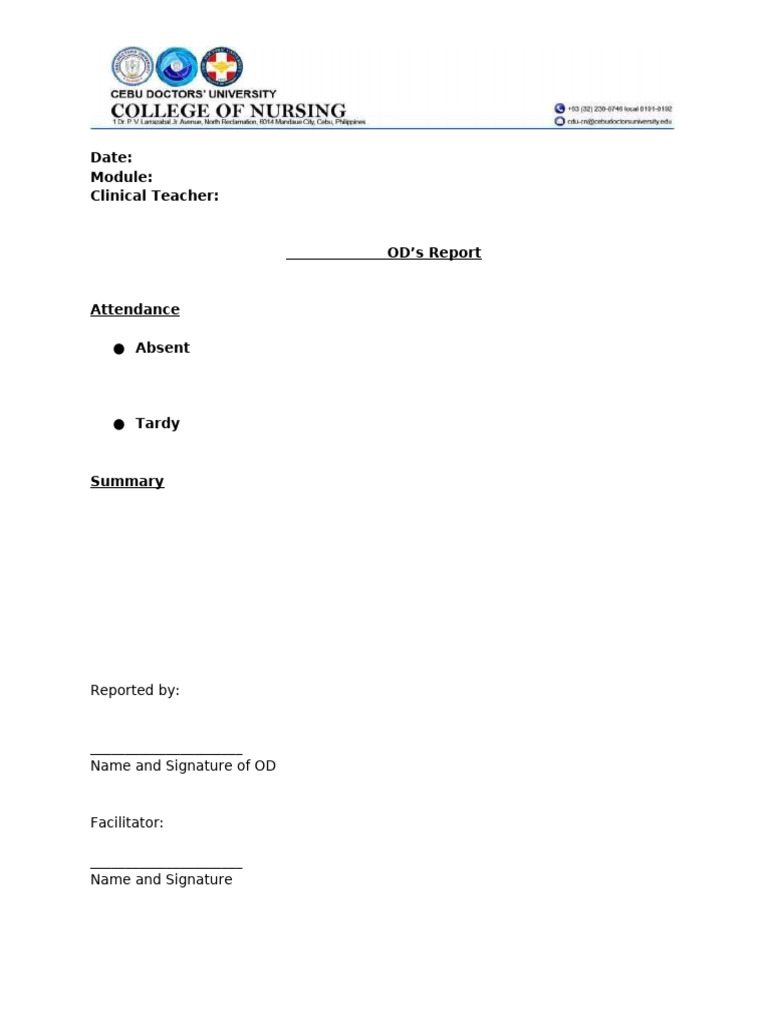 Clinical Attendance Report | PDF