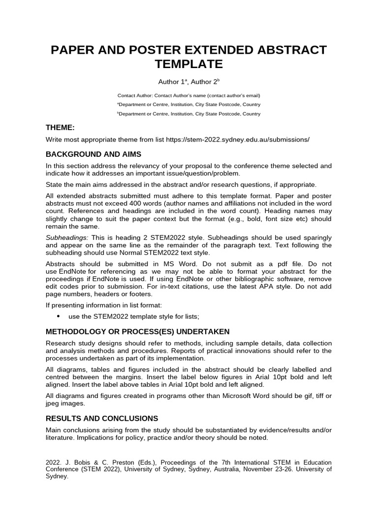 Stem2022 Paper and Poster Extended Abstract Template - Author ...