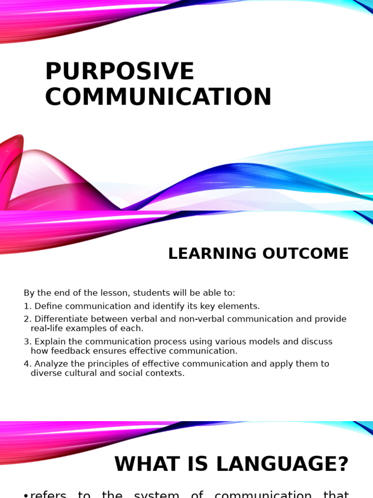 Lesson 1 Purposive | PDF | Communication | Learning