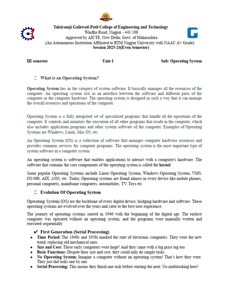 unit-1 os.docx | PDF | Operating System | Process (Computing)