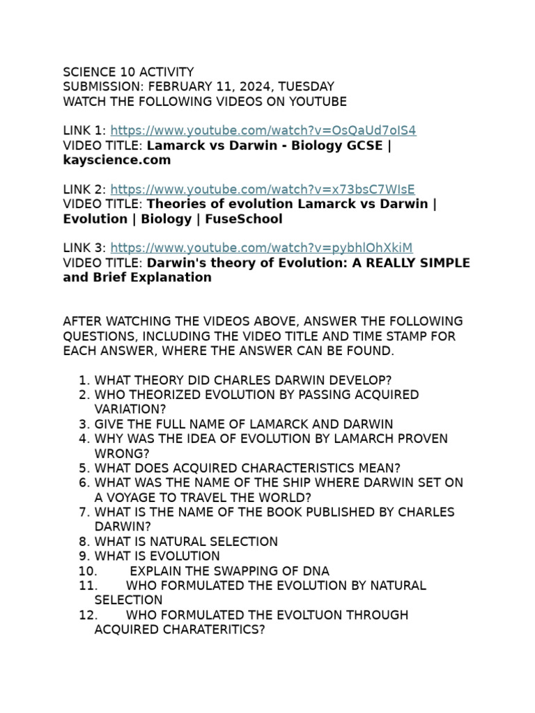 Science 10 Activity February 4 2 | PDF