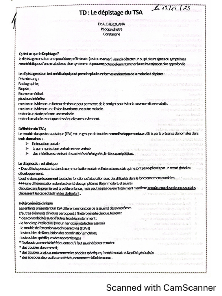 5- Dépistage TSA | PDF