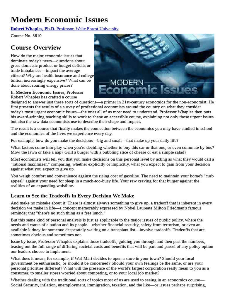 TTC Modern Economic Issues | PDF | Economics | Taxes