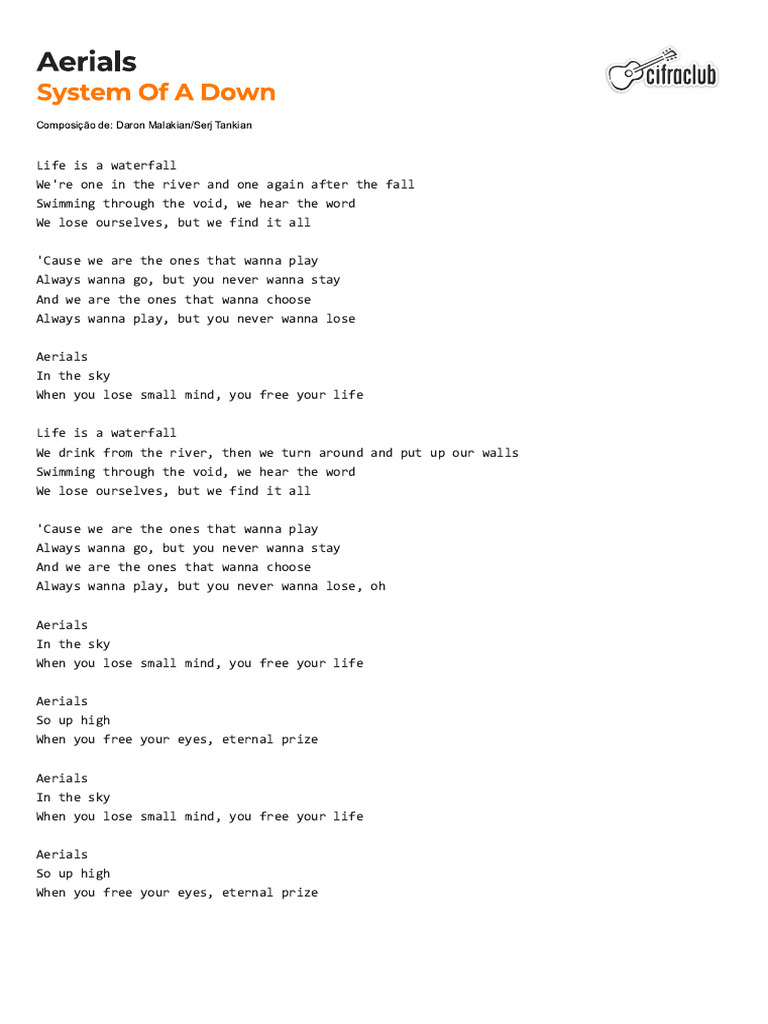 Cifra Club - System of A Down - Aerials | PDF