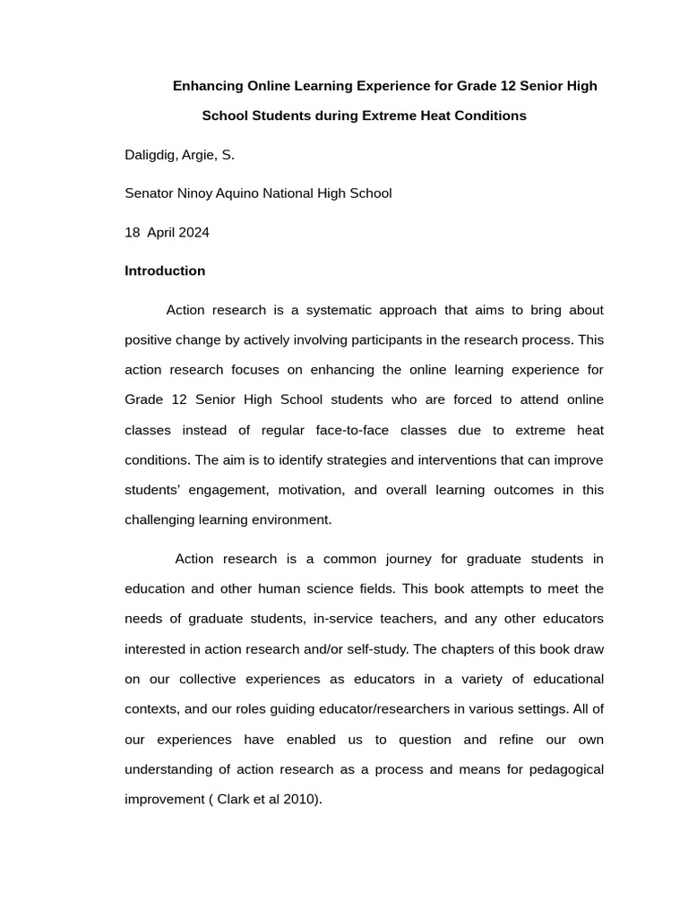 Daligdig Argie Action Research | PDF | Psychology | Behavioural Sciences