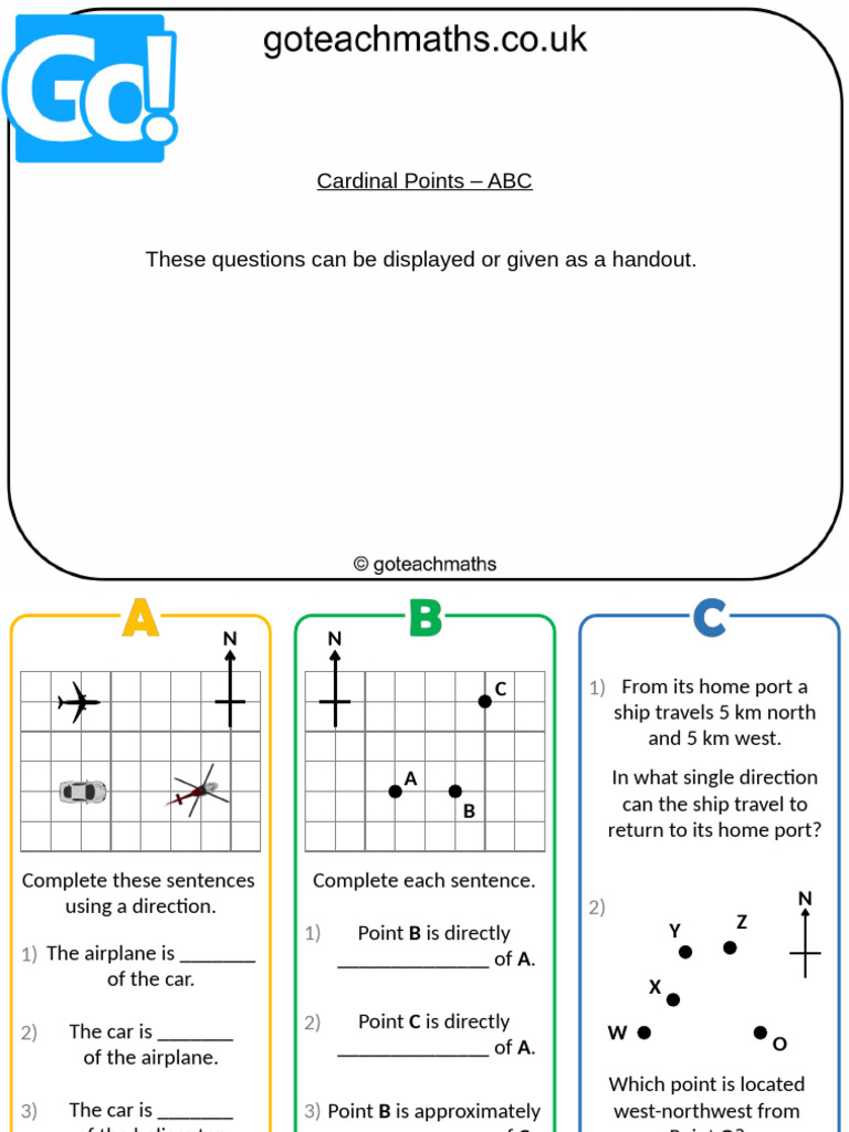 Cardinal Directions Practice Questions | PDF