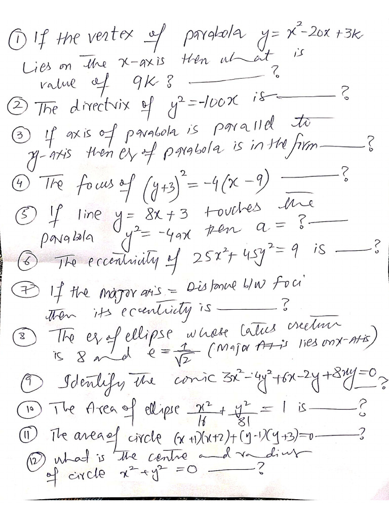 Test (Complete Conic) | PDF