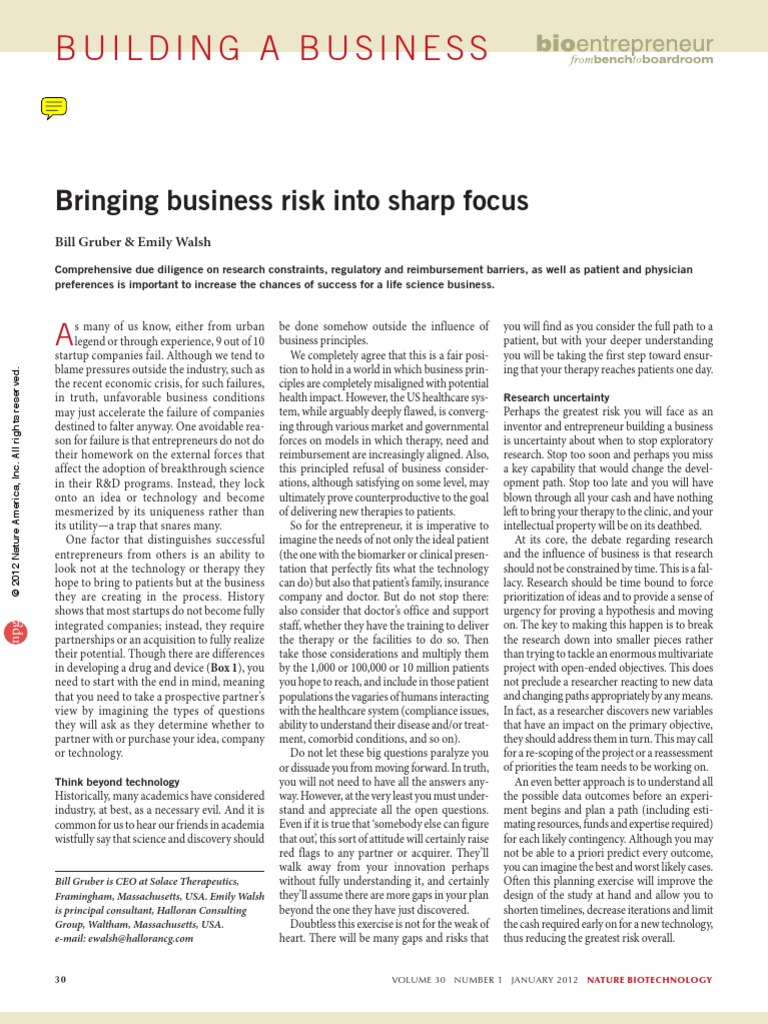 Bringing Business Risk Into Sharp Focus | PDF | Pharmaceutical Drug ...