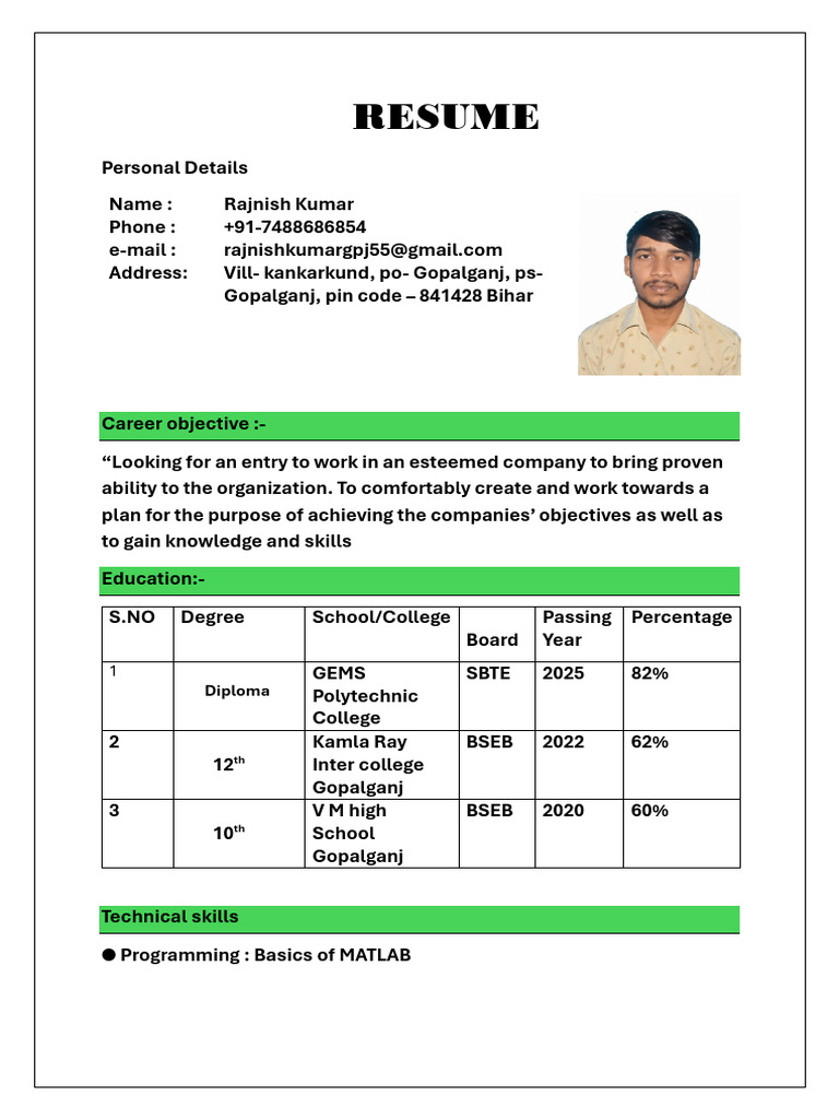 RESUME Rajnish 3 | PDF