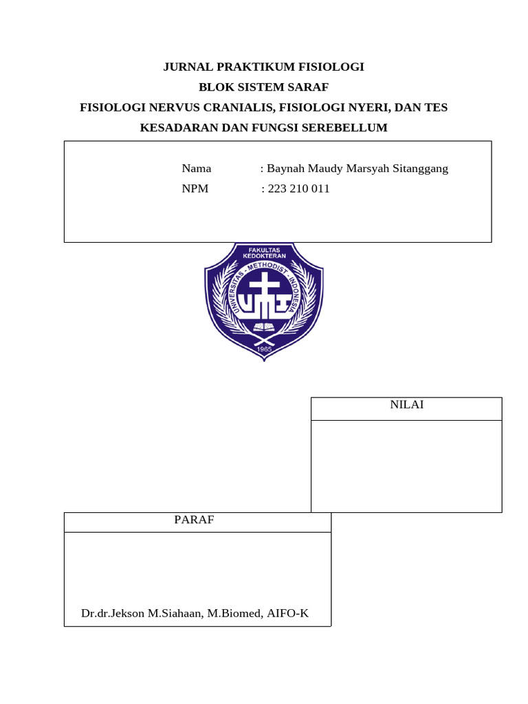 Jurnal Praktikum Fisiologi Sistem Saraf | PDF