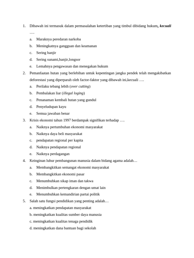 SOAL PLH KLS X | PDF
