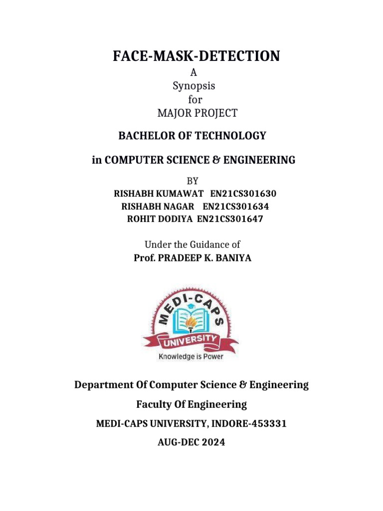 Synophsis FACE Mask Detection | PDF | Deep Learning | Machine Learning