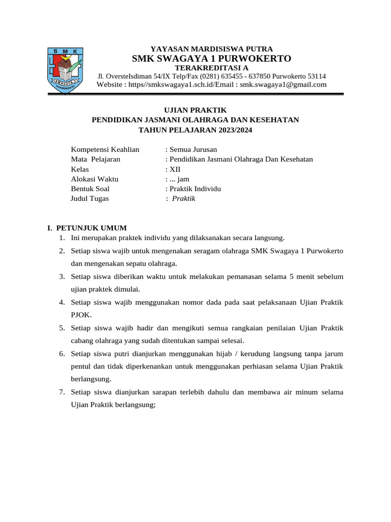 UJIAN PRAKTIK PJOK | PDF