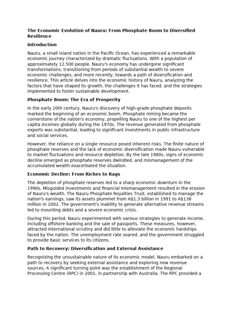 The Economic Evolution of Nauru | PDF | Infrastructure | Sustainable ...
