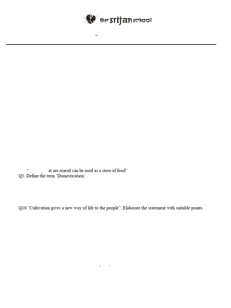 Worksheet SUBJECT: History (Chapter 2 - From Hunting-Gathering To ...