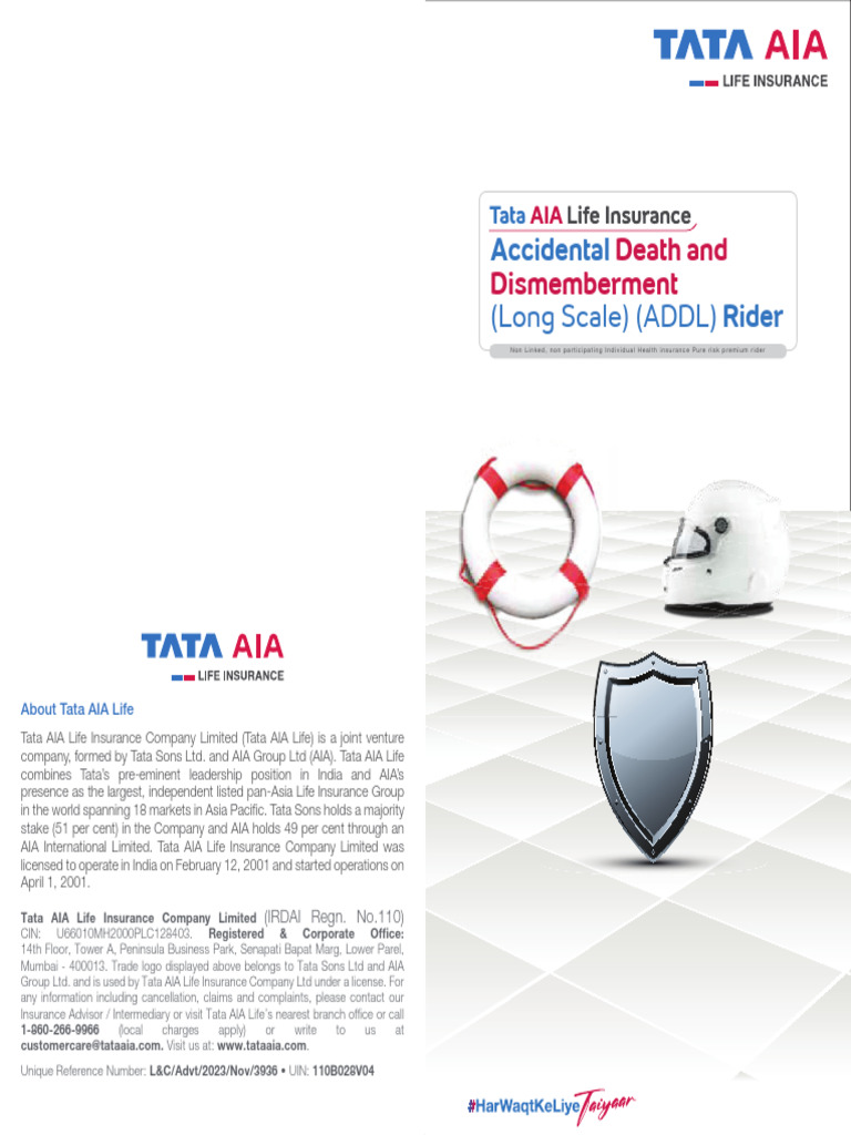 Tata AIA Accidental Death Rider Guide | PDF | Insurance