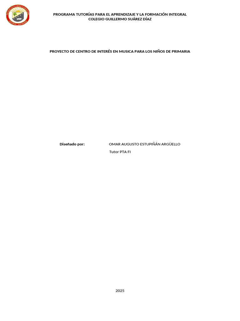 Propuesta Centro de Interés Musical | PDF | Aprendizaje | Enseñando
