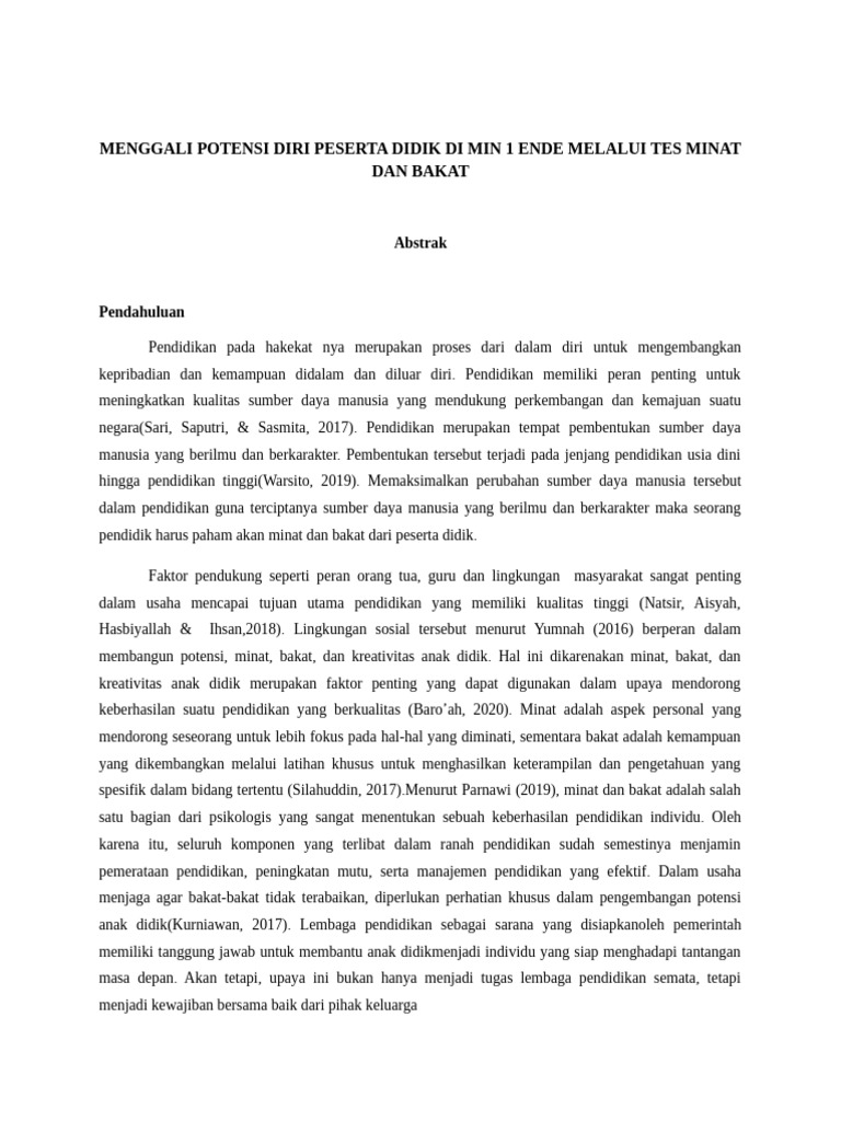 Gali Potensi Siswa MIN 1 Ende Melalui PKM | PDF