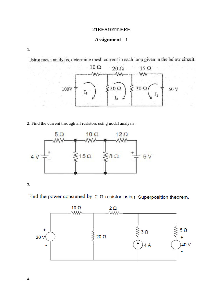 21EES101T EEE Assignment 1 | PDF