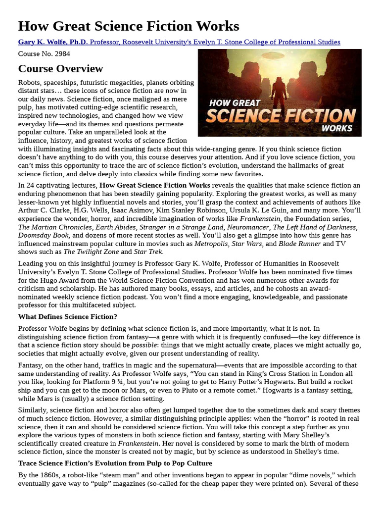 TTC How Great Science Fiction Works | PDF | Science Fiction | Fantasy