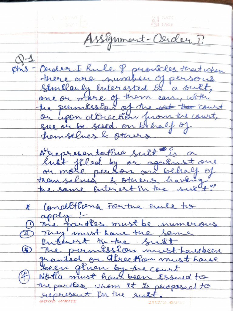 Assignment order 1 rule 8 | PDF