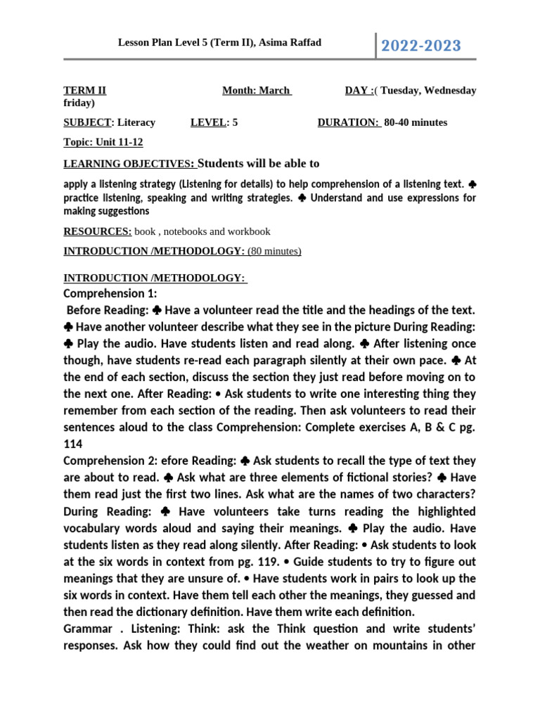 Literacy Planner With Reflection | PDF | Reading Comprehension | Cognitive Science