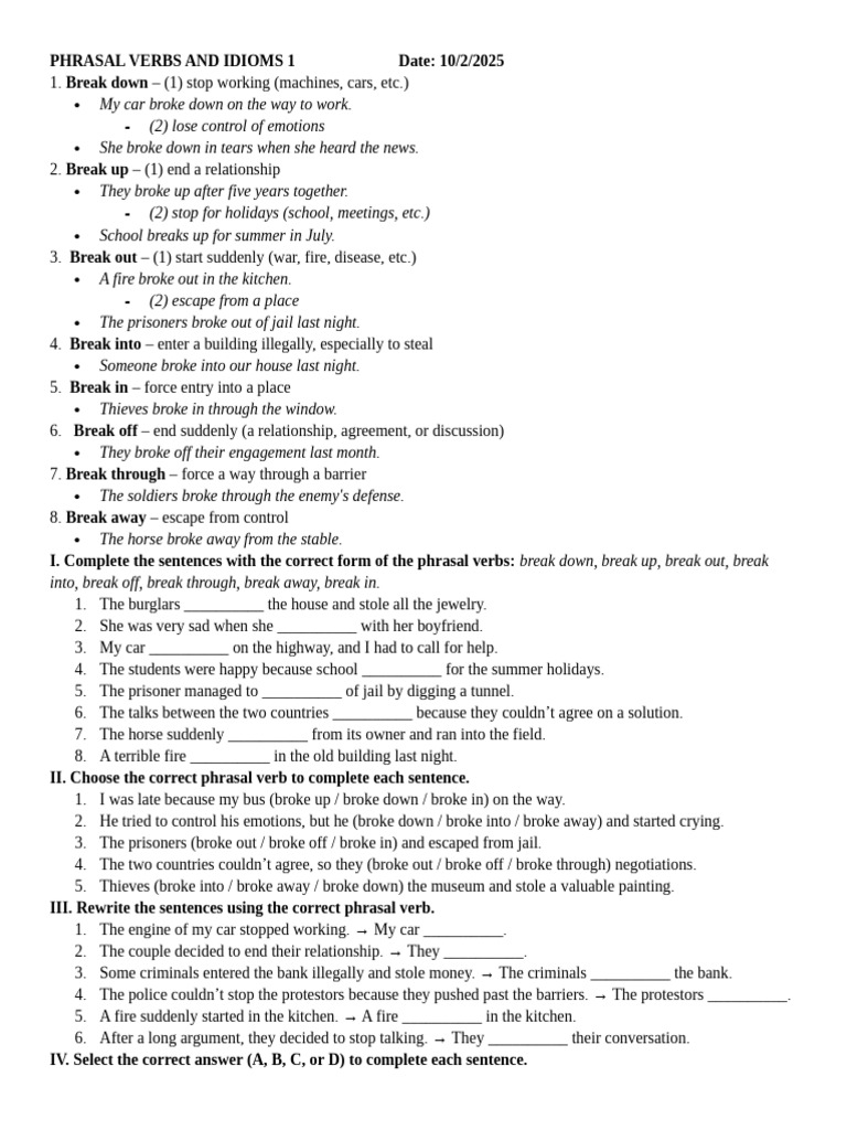 Phrasal Verbs and Idioms 1 | PDF | Idiom