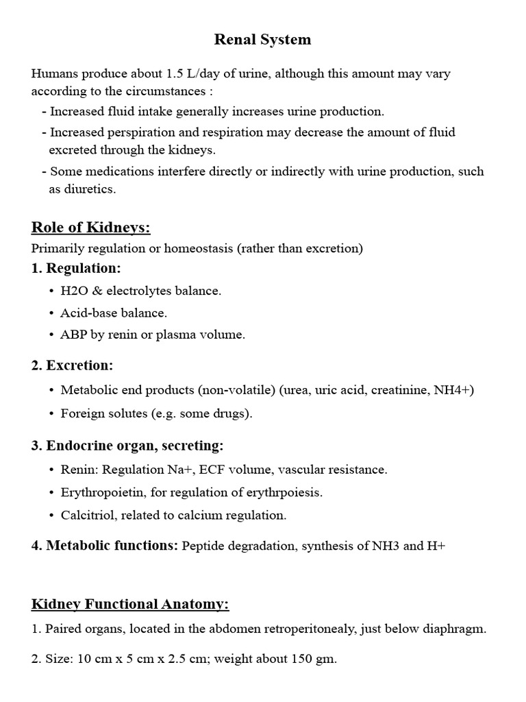 Renal Physiology 1 | PDF | Kidney | Organ (Anatomy)