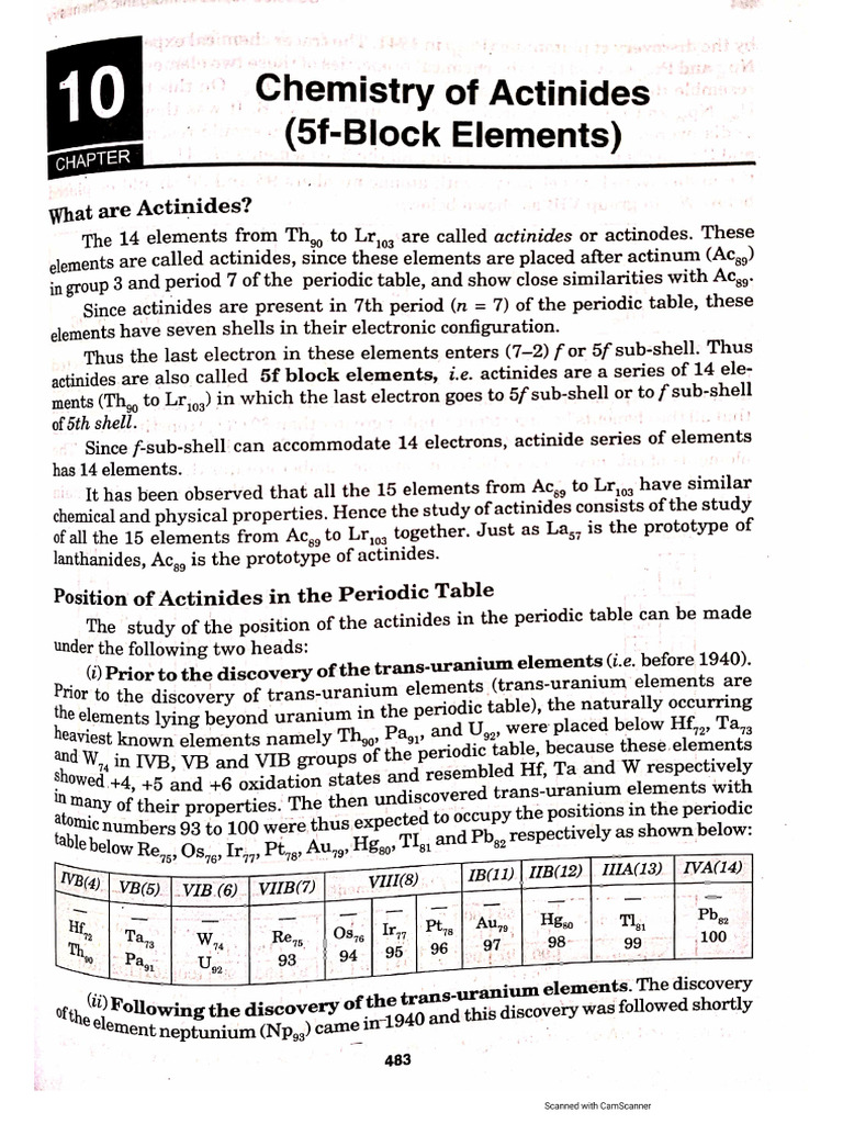 Chemistry of Actinides (5f-Block Elements) | PDF