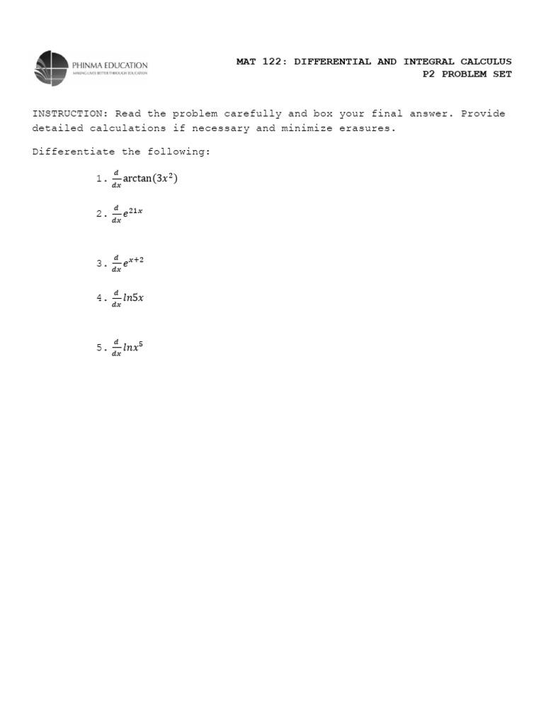 MAT-122-P2-PROBLEM-SET | PDF