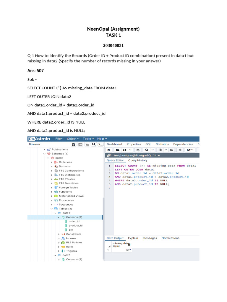 SQL Queries for Data Record Comparison | PDF
