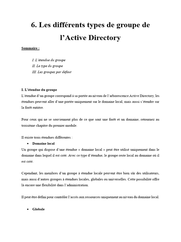 Types de groupes dans Active Directory | PDF | Active Directory | Logiciel