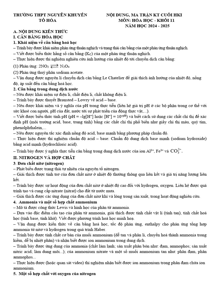 24- 25 - Hóa 11 - Ck1 - Ma Trận 1.Signed | PDF