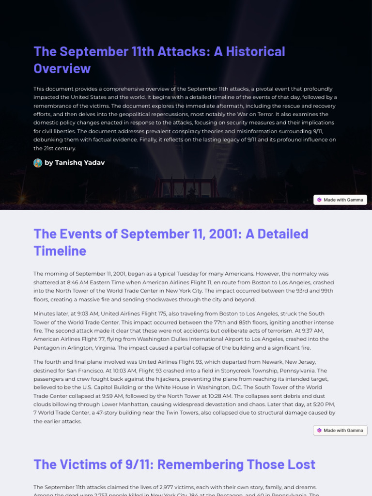 The September 11th Attacks A Historical Overview | PDF | War On Terror ...