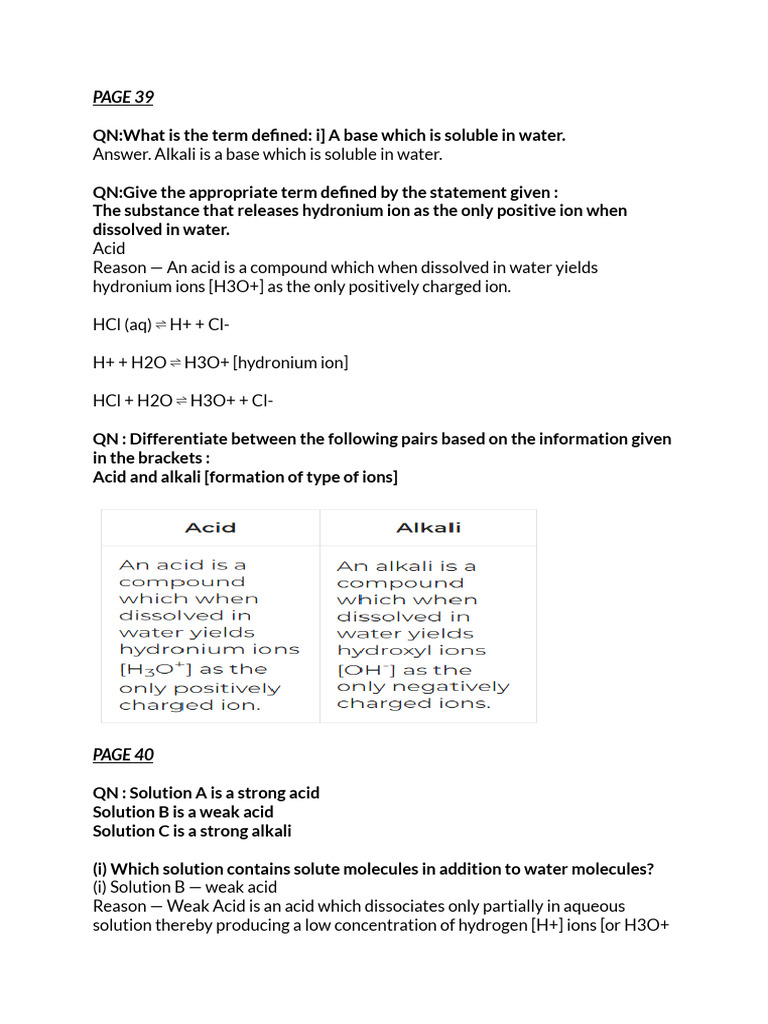 Icse Class 10 Acids, Bases, Salts Page-Wise Year Questions Questions ...