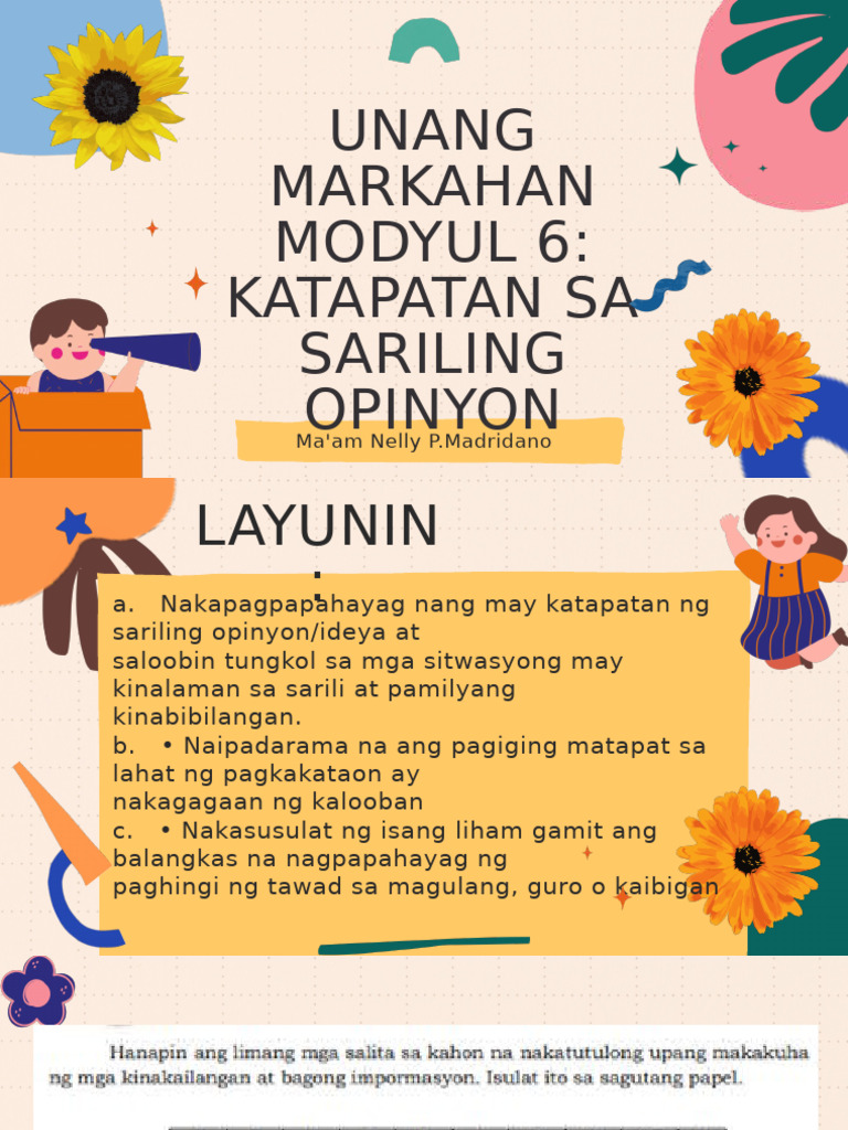 Q1 Modyul 6 Katapatan Sa Sariling Opinyon | PDF