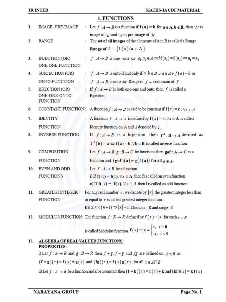 01.jr-Maths-Ia CDF Material CDP | PDF | Function (Mathematics ...