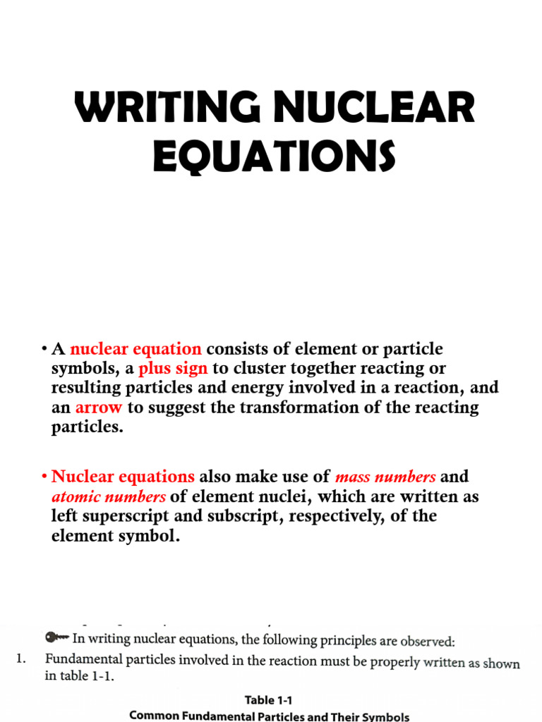 WRITING NUCLEAR EQUATIONS | PDF