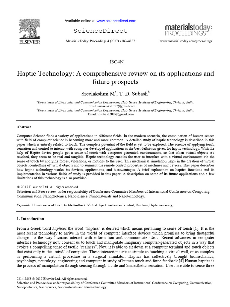 Haptic Technology - A - Comprehensive - Review - On - Its ...