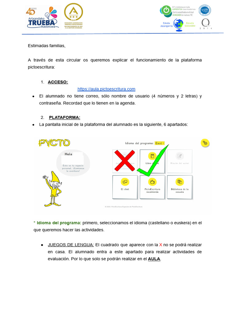 Guía de uso de Pictoescritura para familias | PDF