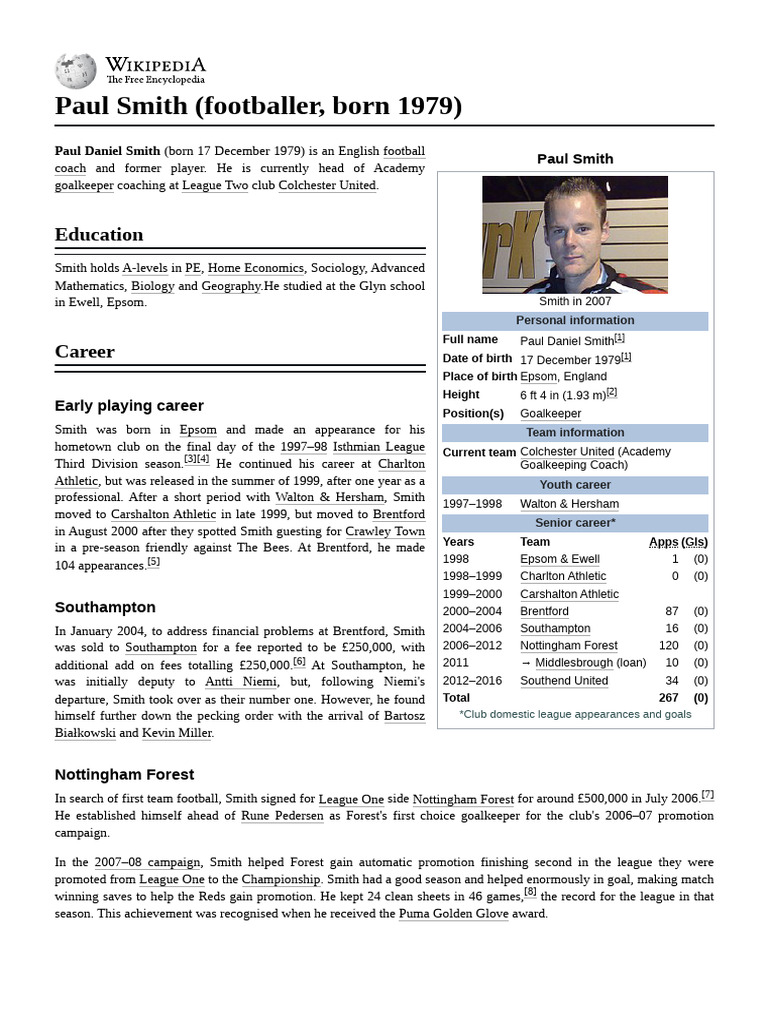 Paul Smith (Footballer, Born 1979) | PDF | English Football Club ...