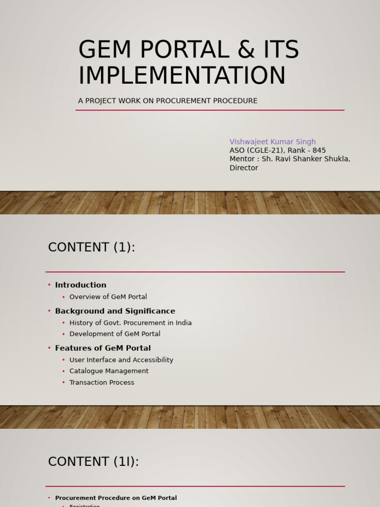 Gem Portal & Its Implementation (Ojt) | PDF | Procurement | Auction