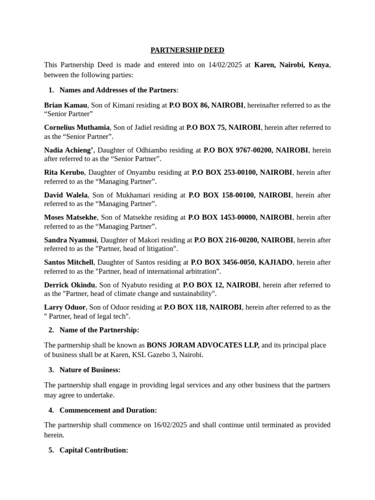 Bonsjoram LLP Partnership Deed | PDF | Partnership | Business Law