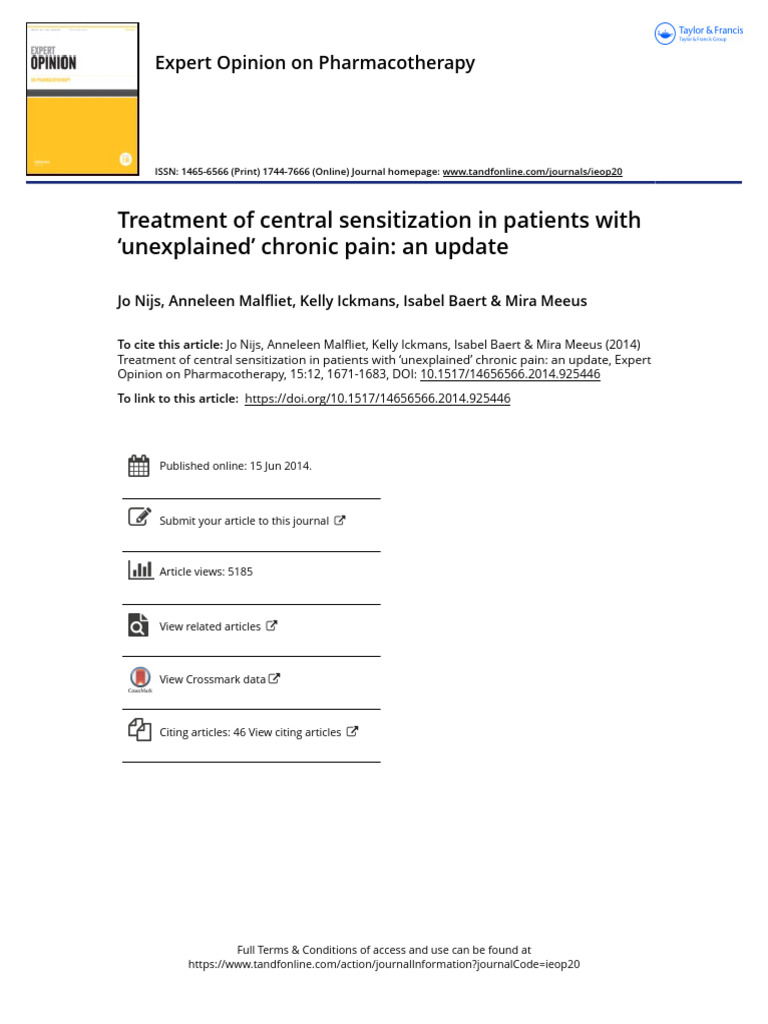 Treatment of Central Sensitization in Patients With Unexplained Chronic ...