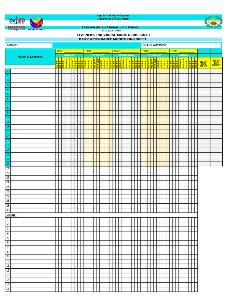 Daily Attendance Monitoring Sheet | PDF