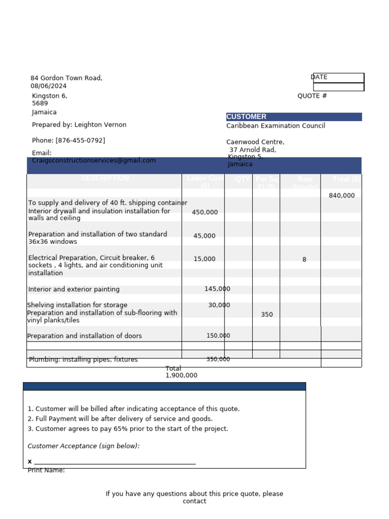 Shipping Container Quotation 5689 | PDF