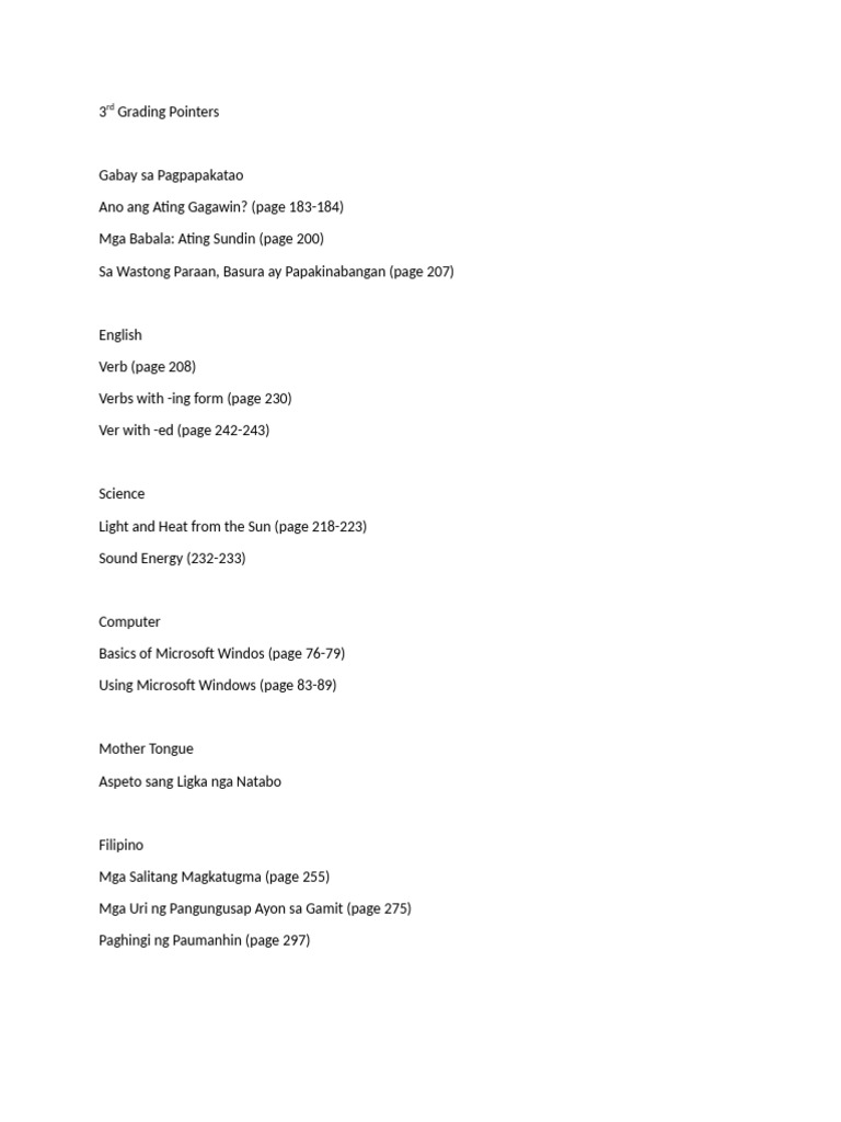 3rd Grading Pointers | PDF