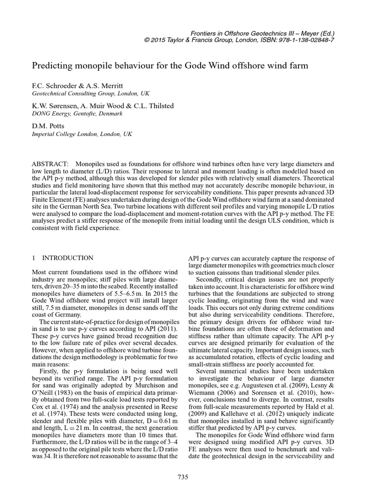 Predicting Monopile Behaviour For The Gode Wind Offshore Wind Farm | PDF | Deep Foundation ...