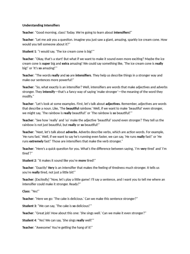 Understanding Intensifiers | PDF | Adjective | Adverb