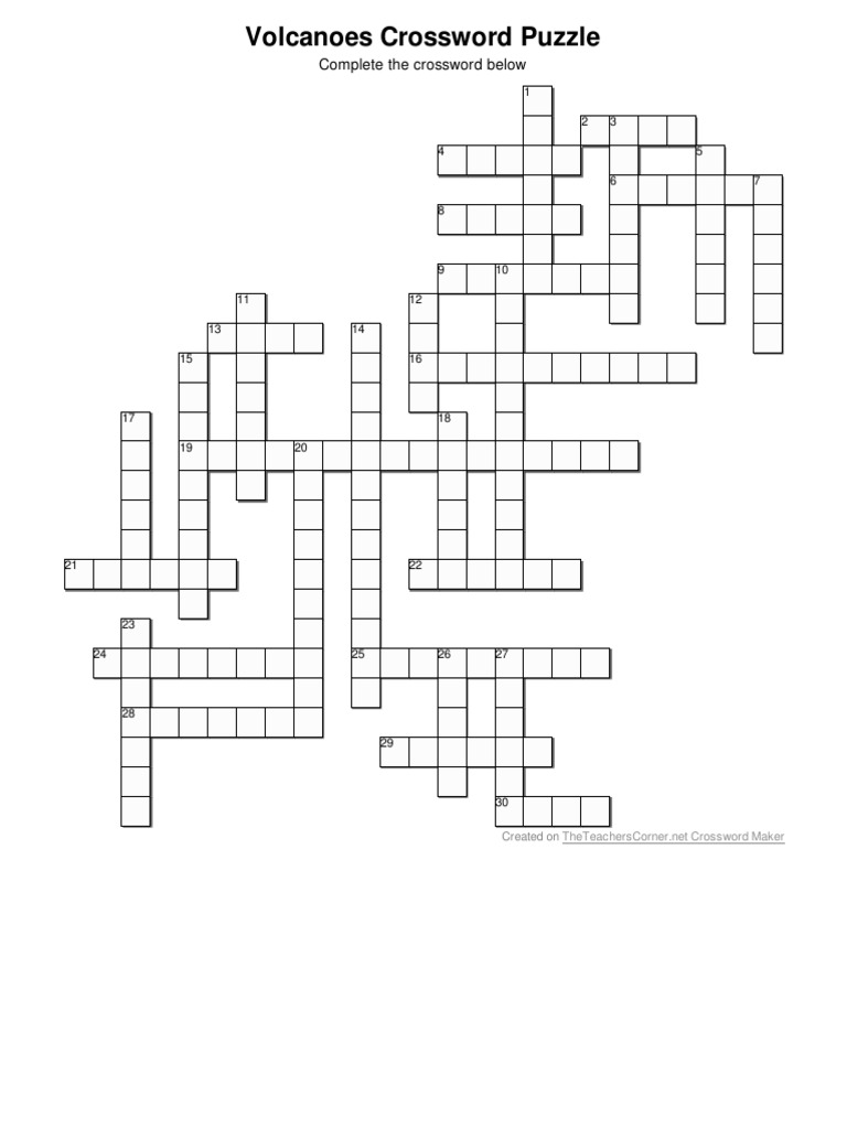 Volcanoes Crossword Puzzle | PDF | Volcano | Types Of Volcanic Eruptions